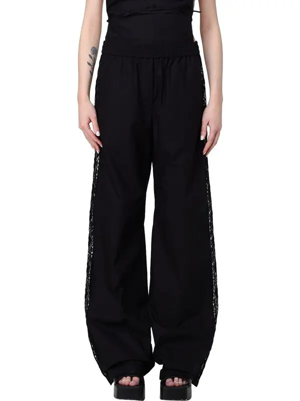 MSGM Embroidered Cotton Lace Palazzo Pants - Black