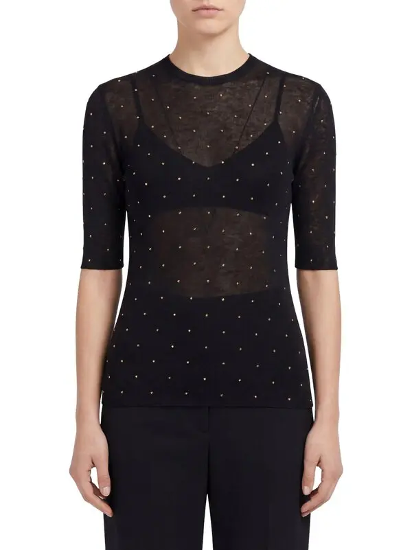 Rabanne Embellished Viscose Top - Black