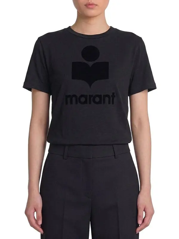 Isabel Marant Étoile Linen T-shirt With Logo - Black