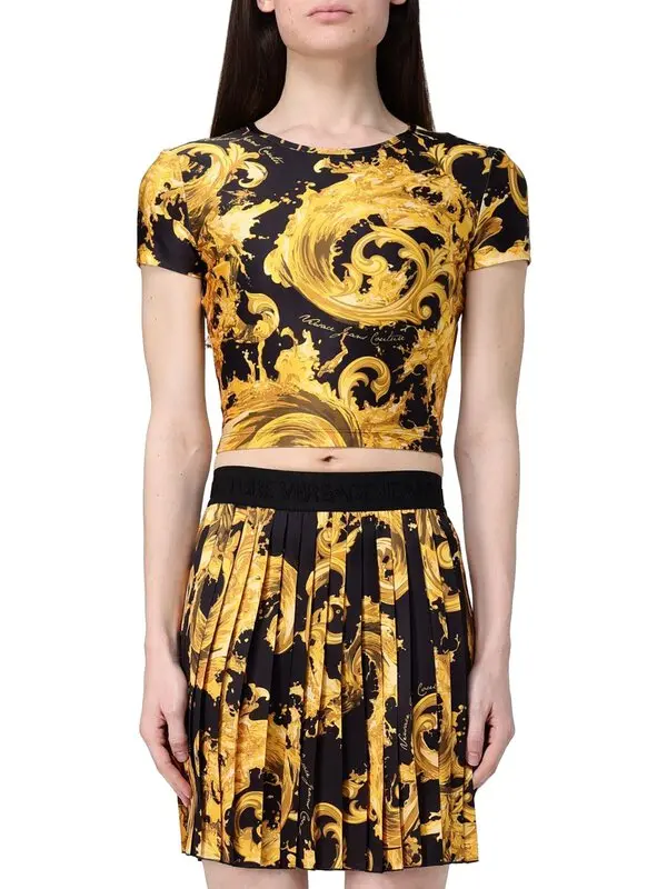 Versace Baroque Print Polyester T-shirts - Black