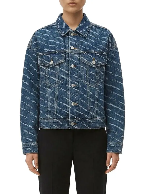 Alexander Wang All Over Logo Denim Jacket - Blue