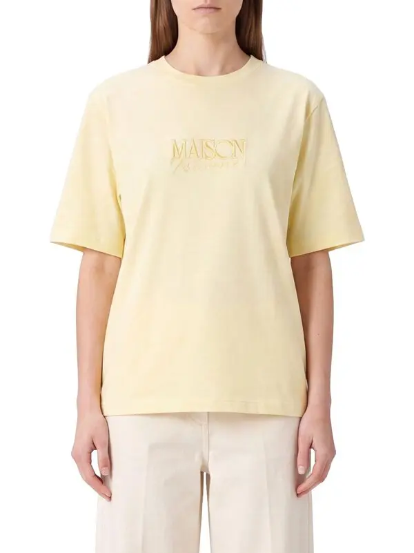Maison Kitsuné Tone-on-tone Embroidered Logo Organic Cotton T-shirt - Yellow