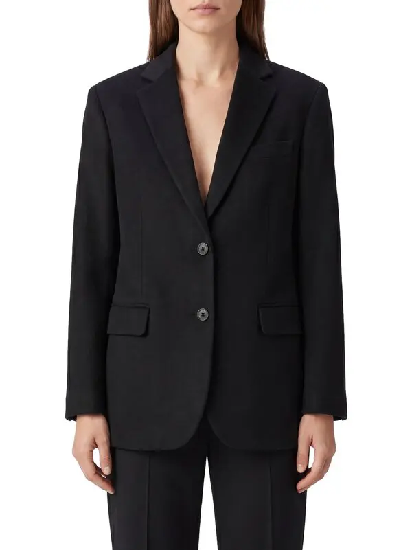 ANINE BING Quinn Single-breasted Blazer In Wool And Cashmere Blend - Black