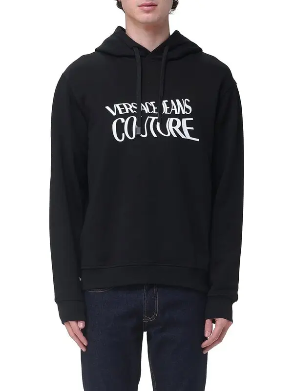 Versace Cotton Hoodie With Logo - Black