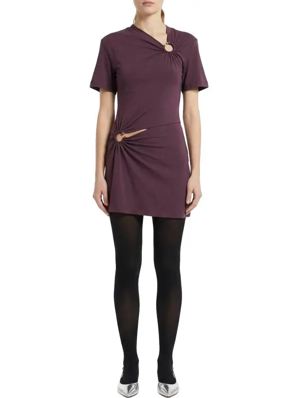 Rabanne Cotton Cut-out Dress With Ring Detail - Red