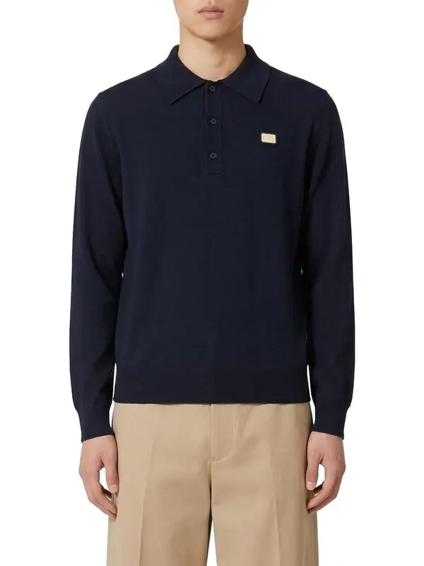Valentino Garavani Virgin Wool Knit Polo Shirt - Navy