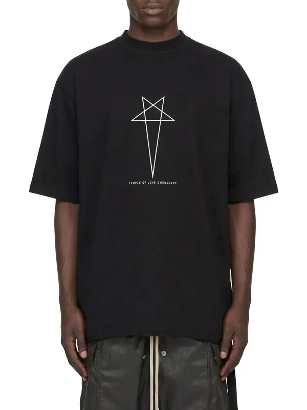 Rick Owens Cotton T-shirt With Logo - Black