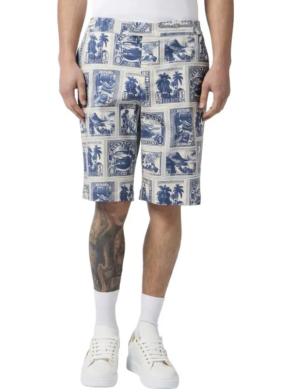 BILLIONAIRE Chino Shorts With Graphic Print - Blue
