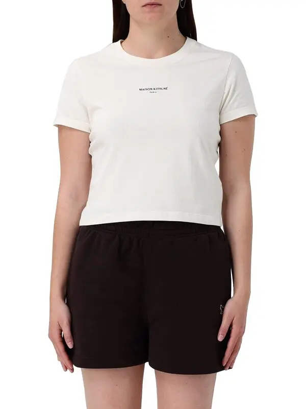 Maison Kitsuné Logo Cotton Crop T-shirt - Beige