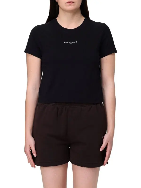 Maison Kitsuné Logo Cotton Crop T-shirt - Black