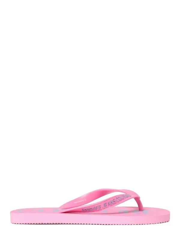Versace Rubber Flip Flops With Printed Logo - Pink