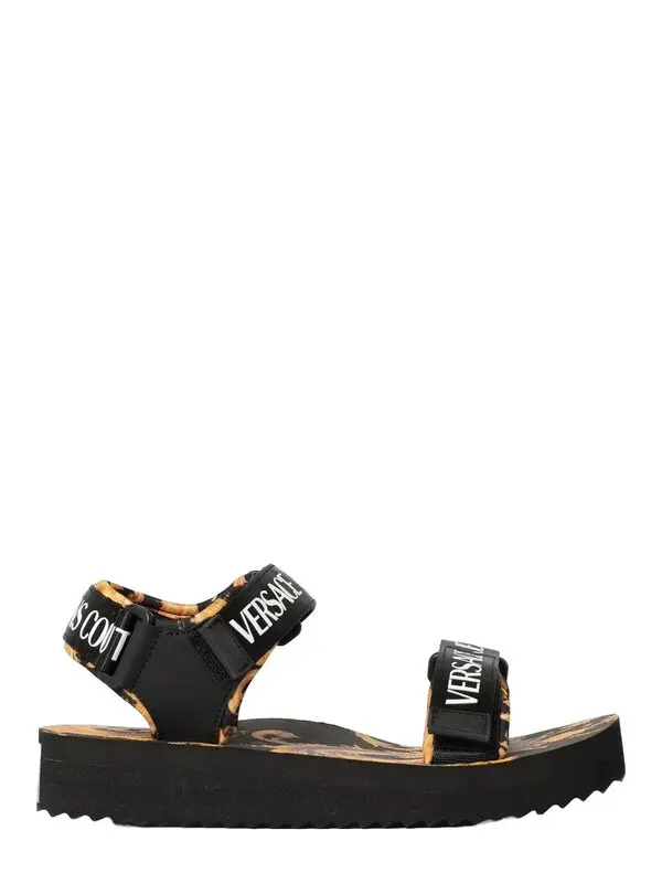 Versace Printed Logo Fabric Sandals - Black