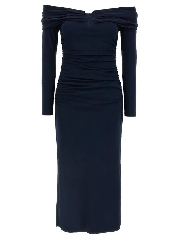 Carolina Herrera Off-the-shoulder Ruched Dress - Blue