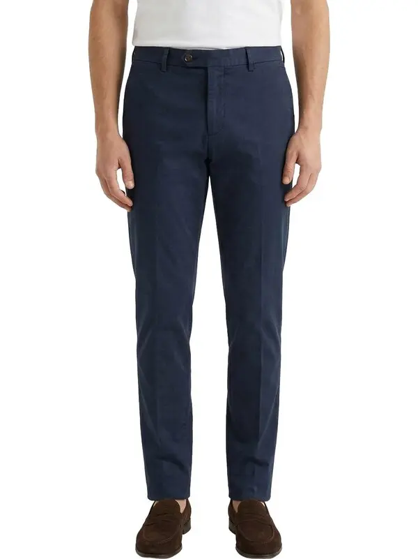 PT TORINO Stretch Cotton And Silk Chino Trousers - Blue