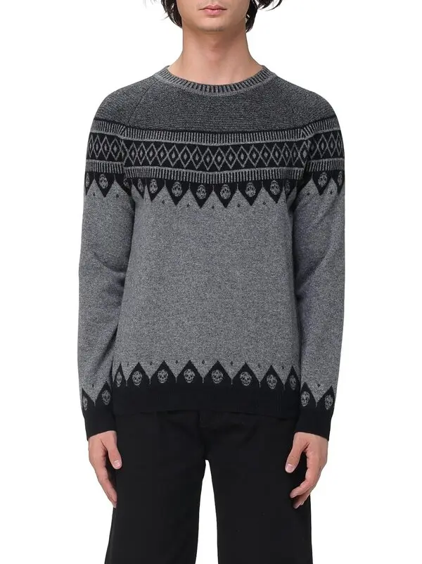 Alexander McQueen Patterned Crew Neck Jumper - Black