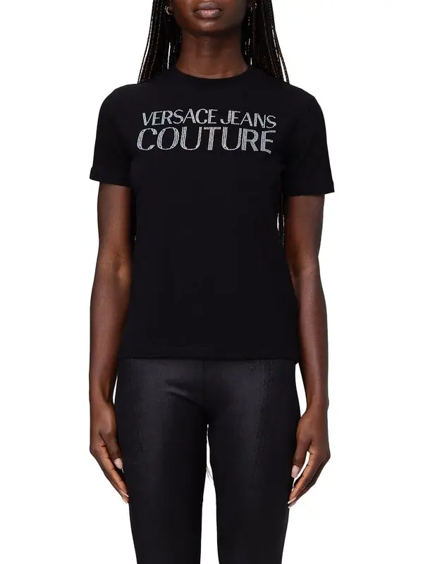 Versace Rhinestone Logo T-shirt - Black