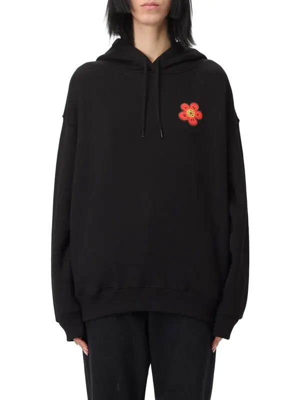 Kenzo Embroidered Flower Logo Hoodie - Black