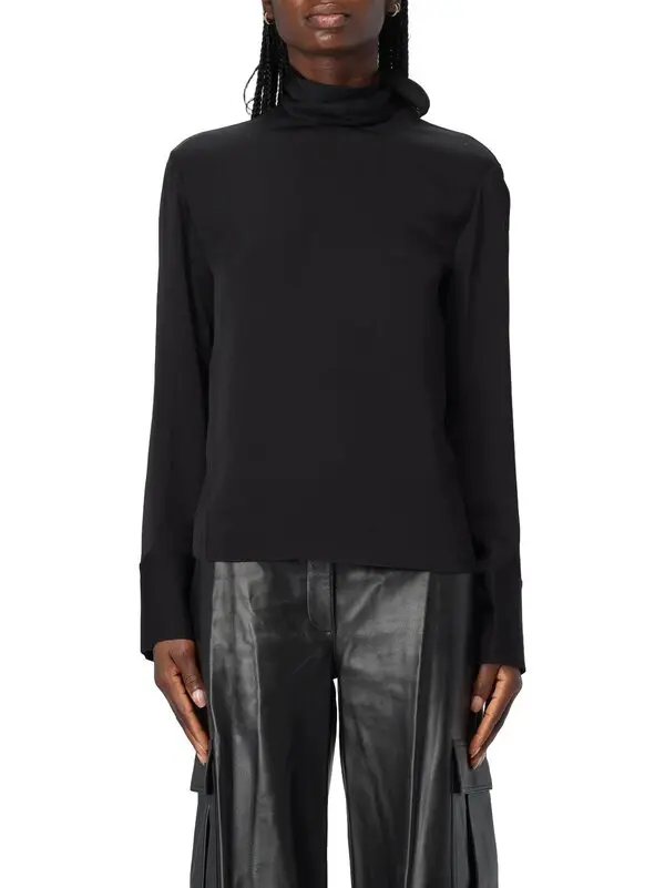 Theory Bow Neck Long Sleeve Blouse - Black