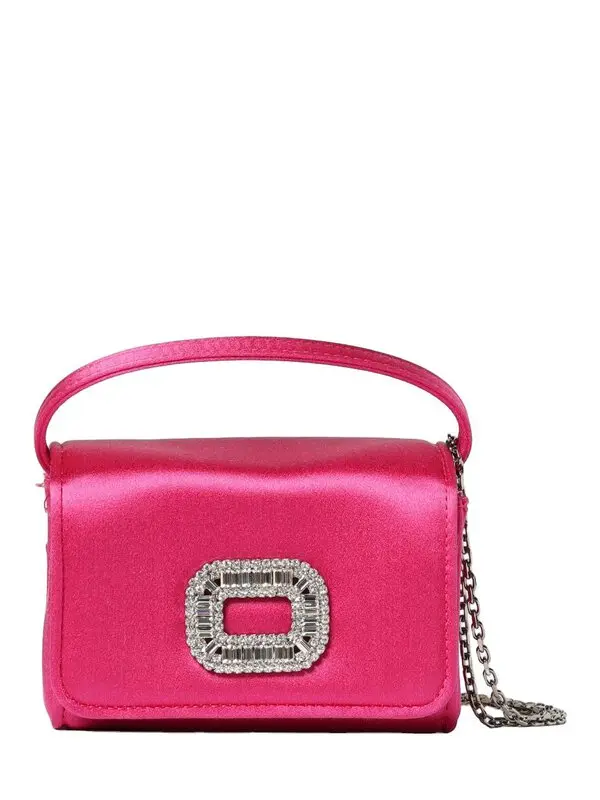 ROGER VIVIER Pilgrim Satin Bag With Jewel Buckle - Fuchsia