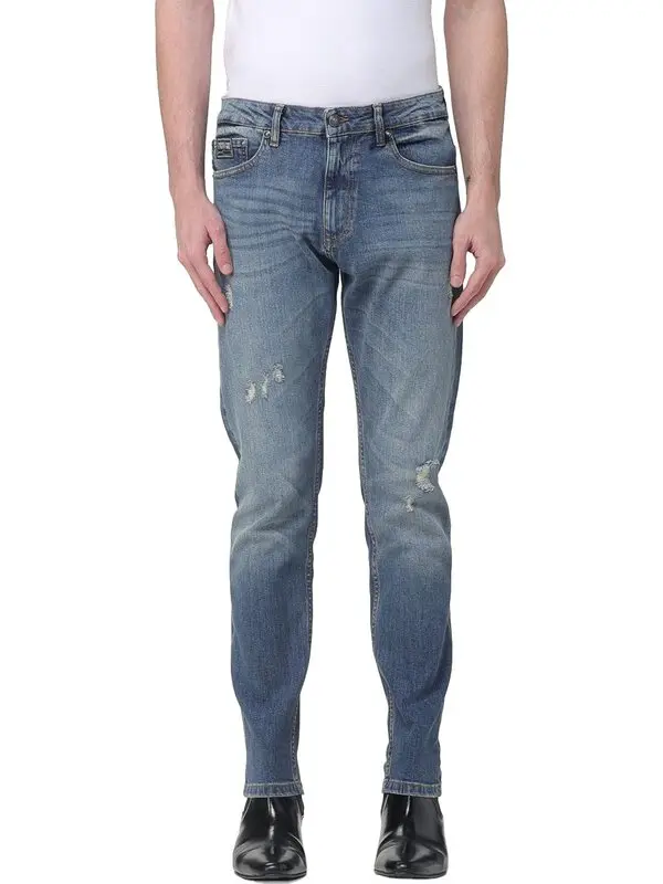 Versace Cotton Denim Slim Fit Jeans - Blue