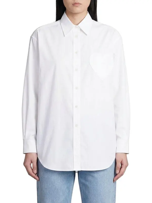 Moschino Classic Stretch Cotton Shirt With Heart Print - White