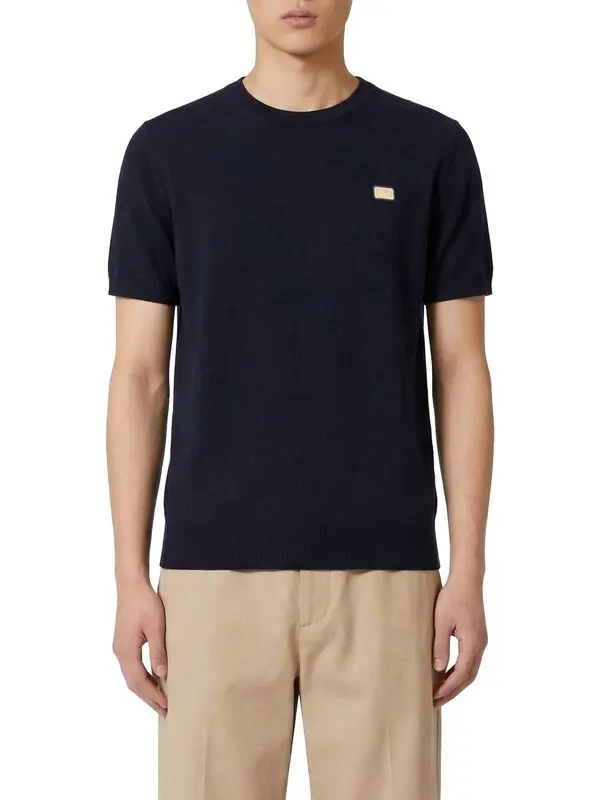 Valentino Garavani Virgin Wool Knit Sweater With Applied Logo - Navy