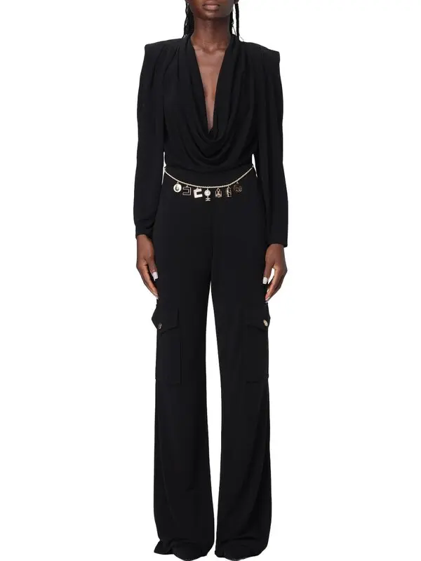 Elisabetta Franchi Wide Leg Cargo Trousers - Black