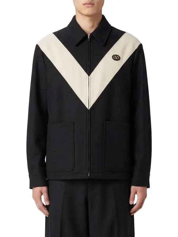 Valentino Garavani Vlogo Wool Blend Short Coat - Black