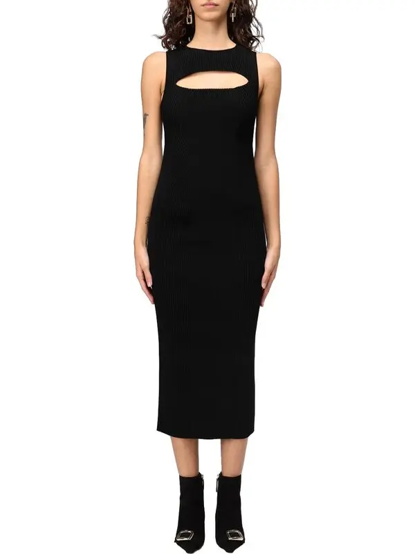 Alexander McQueen Ribbed Cut-out Midi Dress - Black