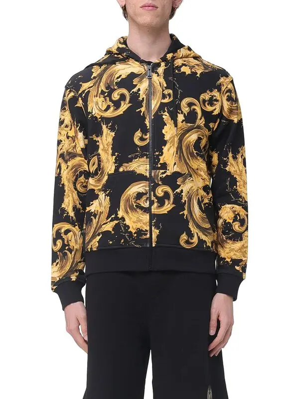 Versace Hoodie With Baroque Print - Black