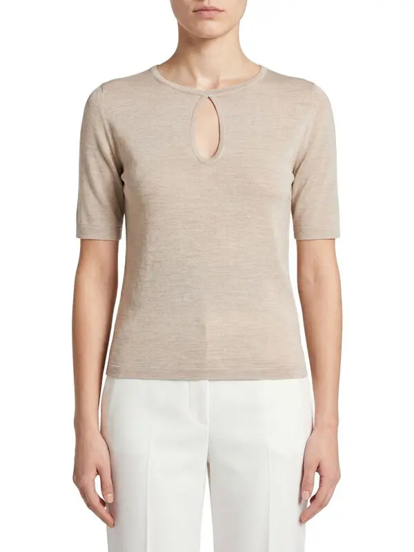 Max Mara Slim Fit Short Sleeve Top - Beige