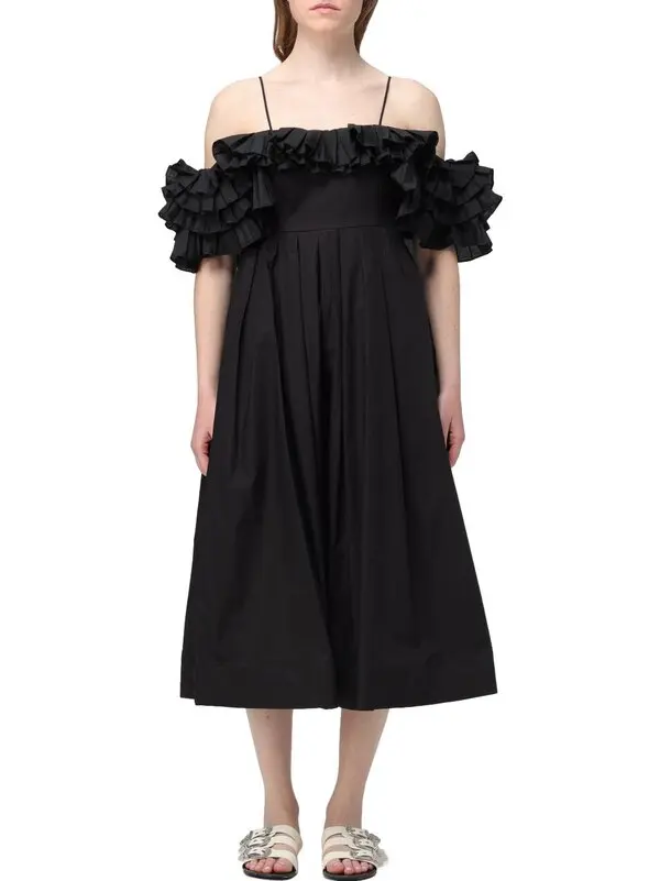 MEIMEIJ Ruffled Off-the-shoulder Midi Dress - Black