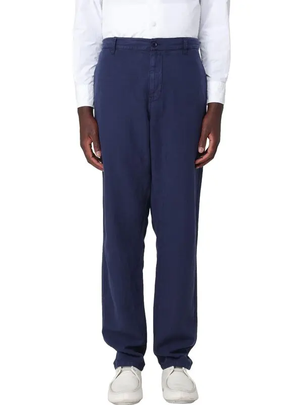 Aspesi Mid-rise Regular Fit Linen-blend Chino Trousers - Blue