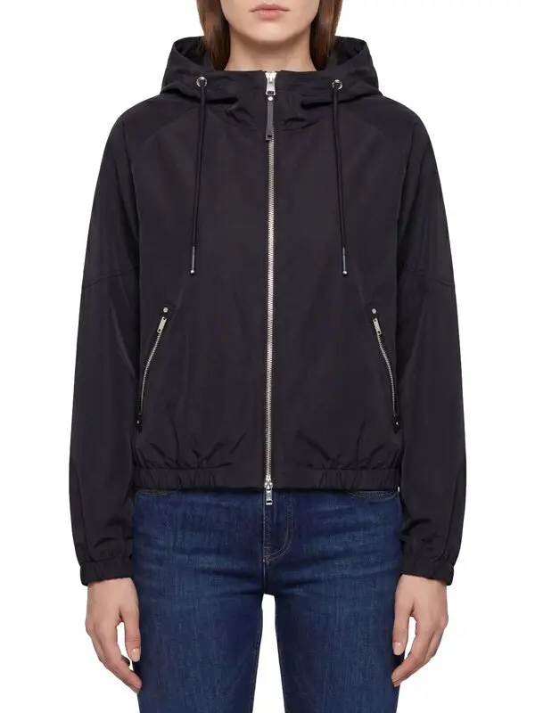 Moose Knuckles Short Hooded Polyester Windbreaker - Black