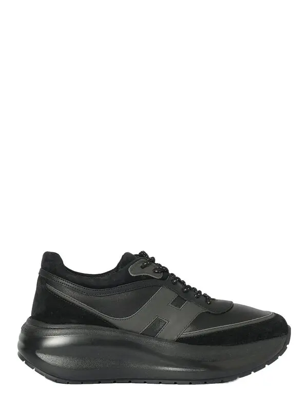 Hogan Leather And Suede Trainers - Black