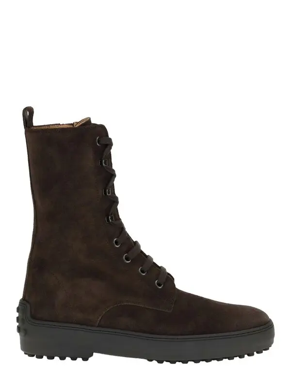 TOD'S Lace-up Suede Boots - Cocoa