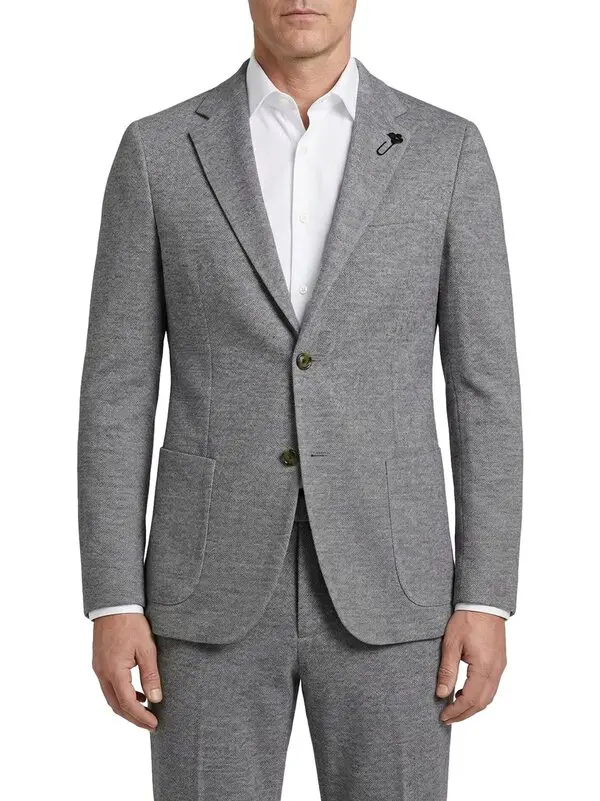 LARDINI Single Breasted Linen And Cotton Blazer - Grey