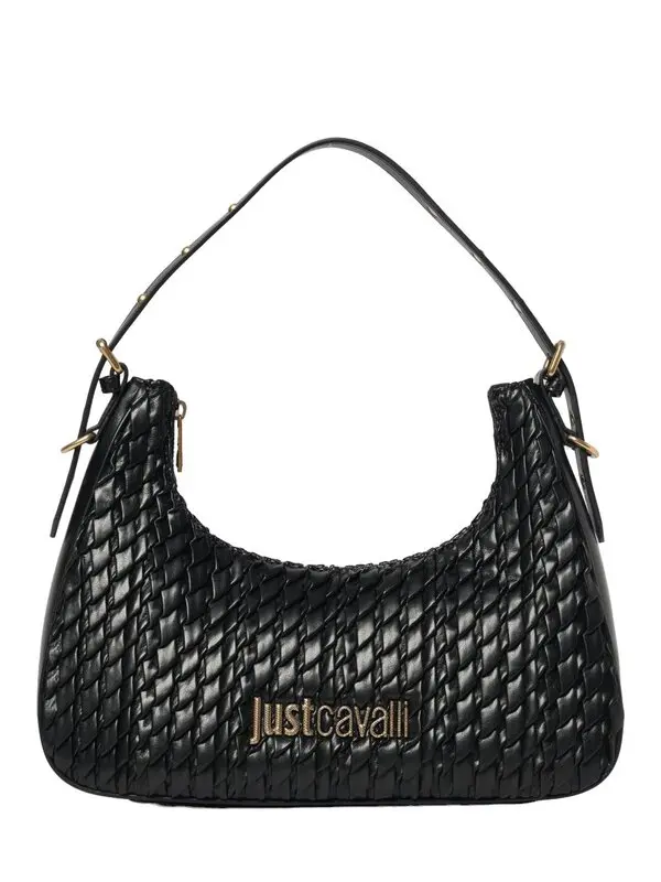 Just Cavalli Woven Faux Leather Shoulder Bag - Black
