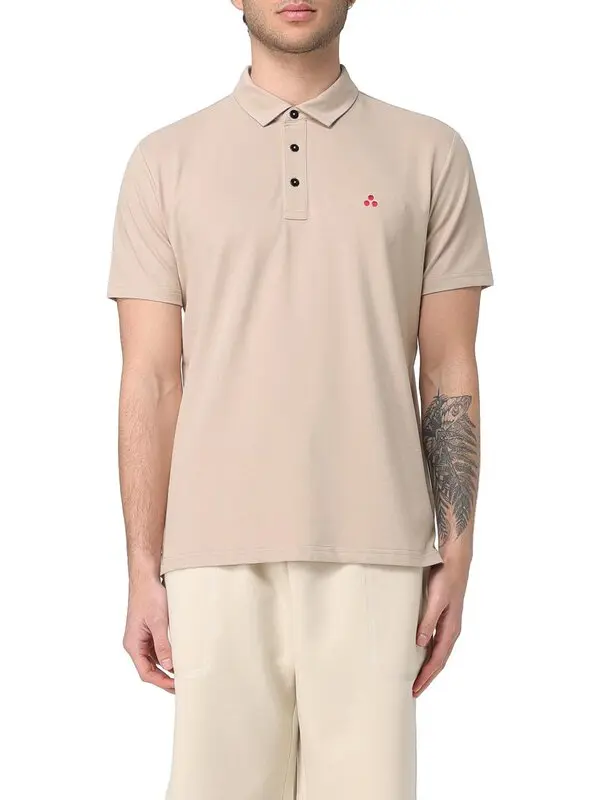 Peuterey Cotton And Silk Blend Polo Shirt - Beige