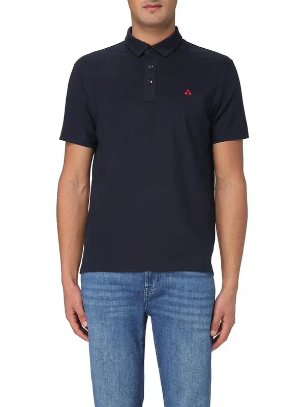 Peuterey Cotton And Silk Blend Polo Shirt - Blue
