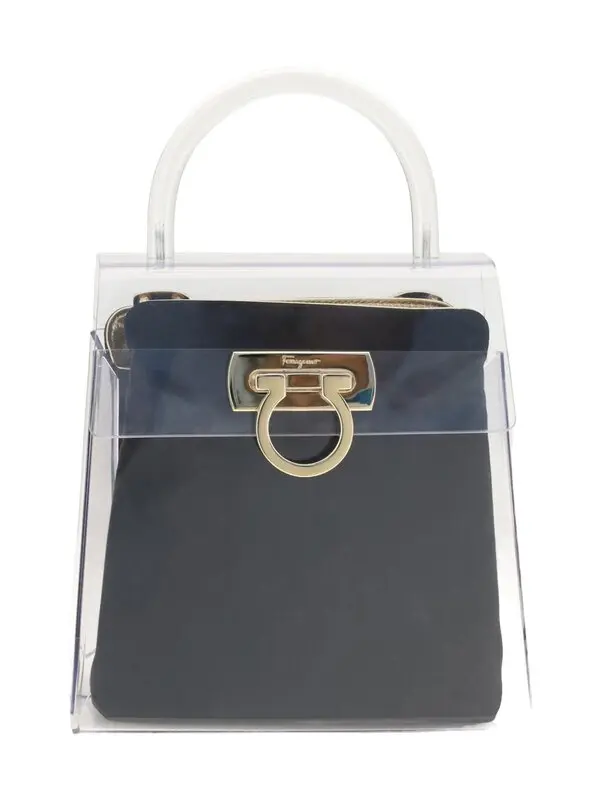 FERRAGAMO Pvc Handbag With Gancini Closure And Tubular Handle - Black