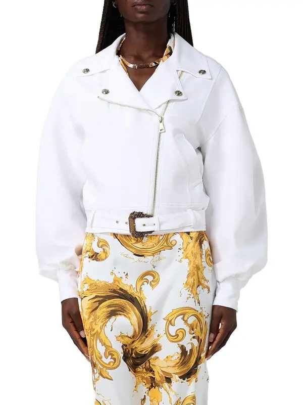 Versace Linen Blend Biker Jacket - White