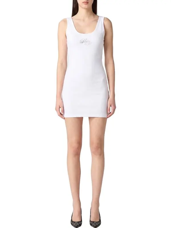 Philipp Plein Jersey Mini Dress With Rhinestone Embellishments - White