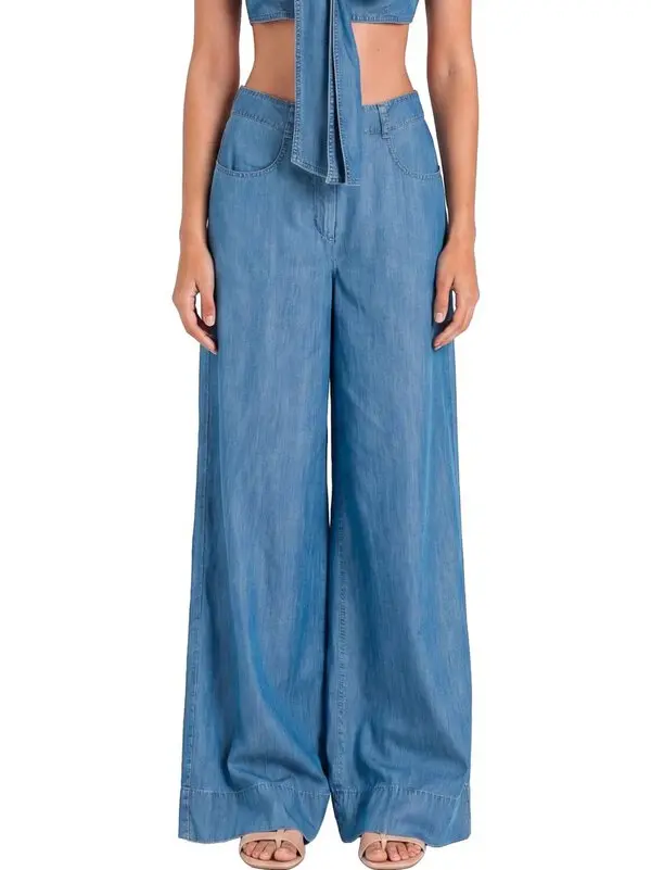 TWINSET Wide-leg Lyocell Pants - Denim