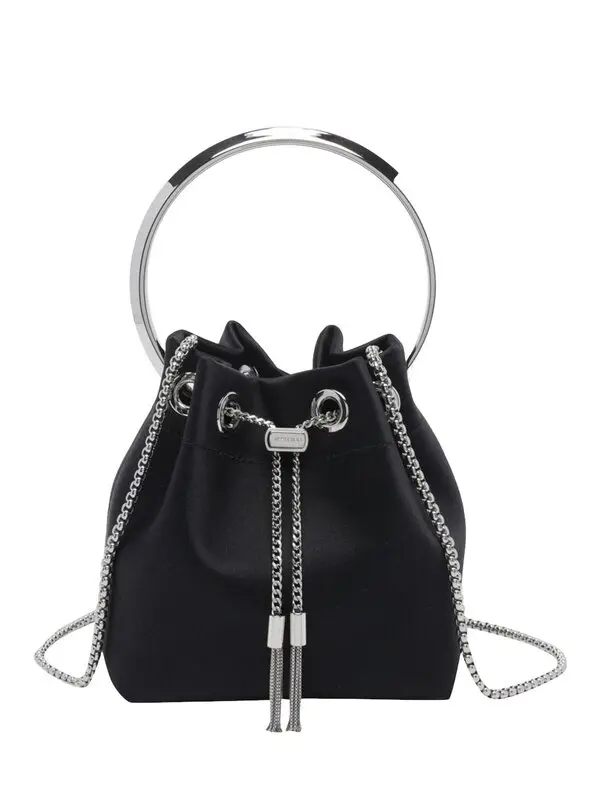 JIMMY CHOO Bucket Bag With Chain Strap And Hoop Handle - Black