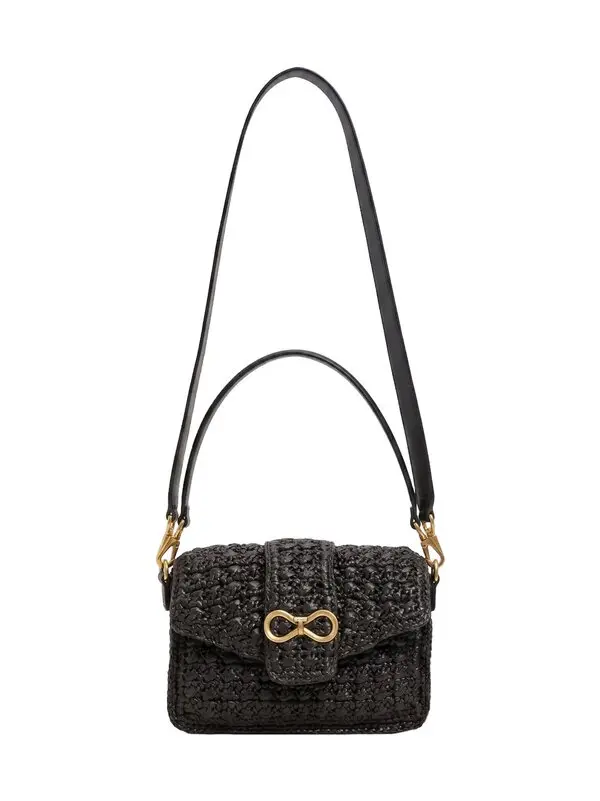 TWINSET Crochet Raffia Mini Bag - Black
