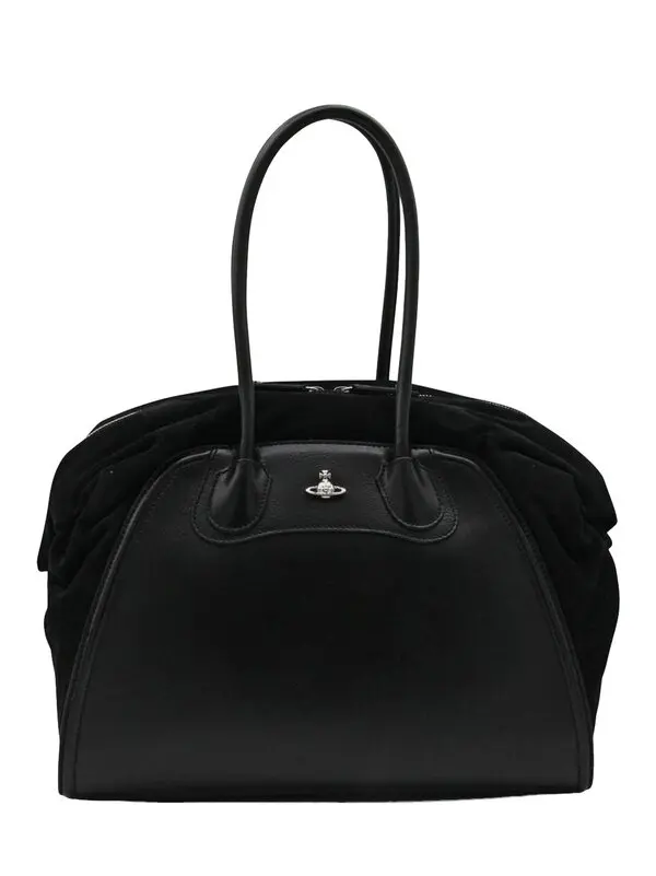 VIVIENNE WESTWOOD Suede Leather Shoulder Bag With Orb Logo - Black