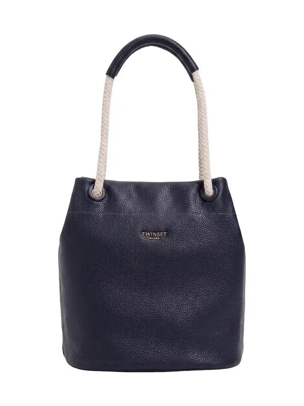 TWINSET Grained Faux Shoulder Bag With Rope Detail - Navy