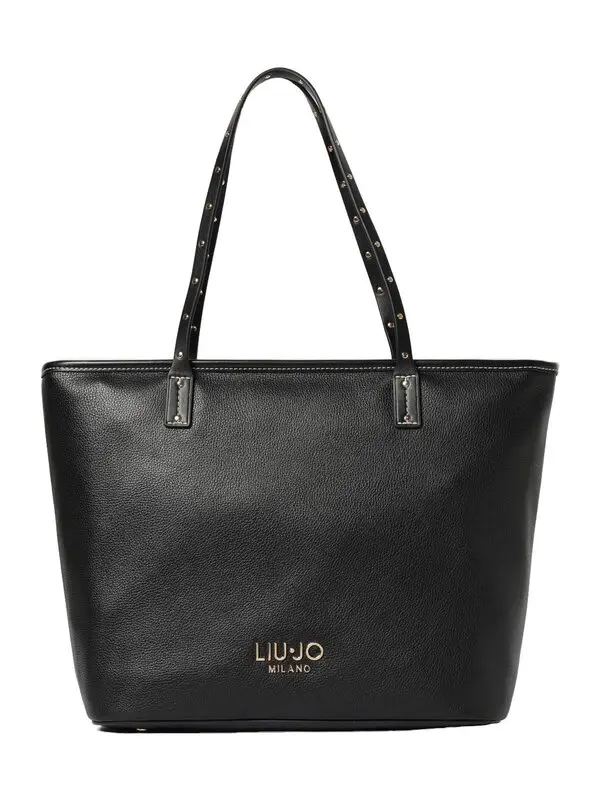 Liu Jo Grained Faux Leather Shoulder Bag With Studs - Black