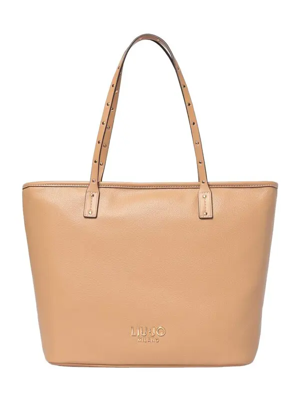 Liu Jo Grained Faux Leather Shoulder Bag With Studs - Camel